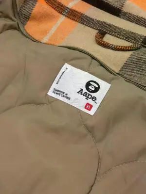 AAPE BY *A BATHING APE Plaid Jacket With Logo Patch - Orange