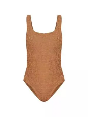 Hunza G Square Neck Crinkle One Piece Swimsuit - Neutrals