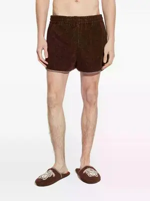 Versace Towelling Trim Shorts - Brown