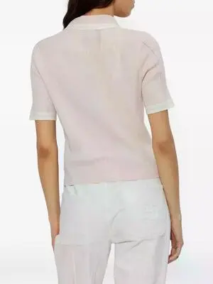 Rag & Bone Ribbed Button Polo Top - Pink