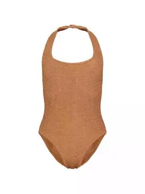 Hunza G Sandy Metallic Crinkle Swimsuit - Neutrals