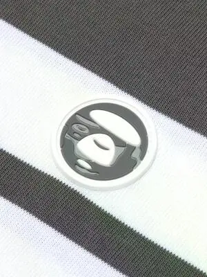 AAPE BY *A BATHING APE Striped Logo-patch T-shirt - Black