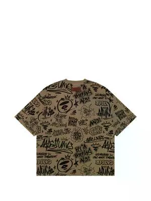AAPE BY *A BATHING APE Fancy Graphic-print Crew-neck T-shirt - Neutrals