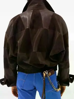 Versace Leather Blouson With Suede Inserts - Brown