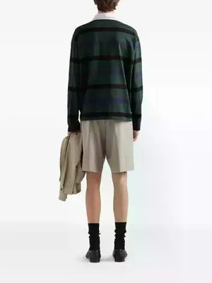 Prada Striped Long-sleeve Polo Shirt - Green
