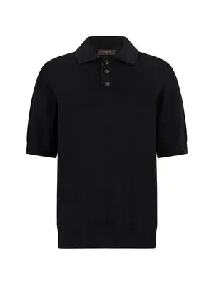 SLOWEAR Buttoned Short-sleeve Knitwear - Black