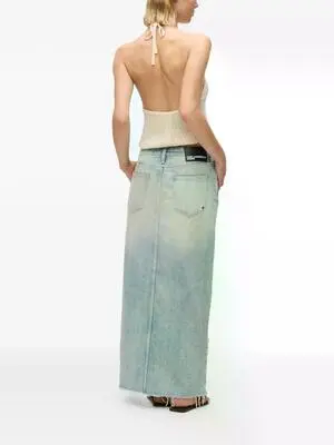 Karl Lagerfeld Frayed Denim Maxi Skirt