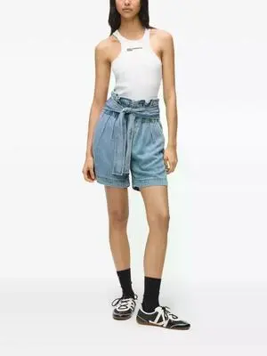 Karl Lagerfeld Belted Denim Shorts - Blue
