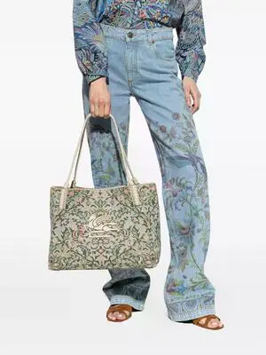 Etro Floral Pegasus Tote Bag - Blue