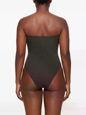 TOTEME Ribbed Strapless Swimsuit - Green