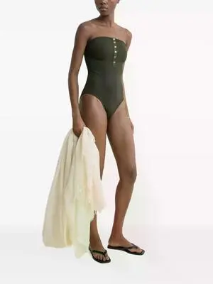 TOTEME Ribbed Strapless Swimsuit - Black