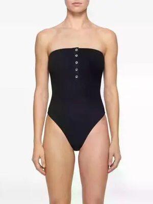 TOTEME Ribbed Strapless Swimsuit - Black