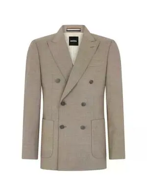 BOSS Peak-lapel Double-breasted Blazer - Neutrals
