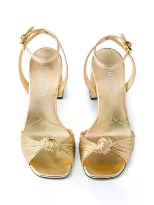 Prada Mordoré Leather Heeled Sandals With -tone Metallic Finish - Gold