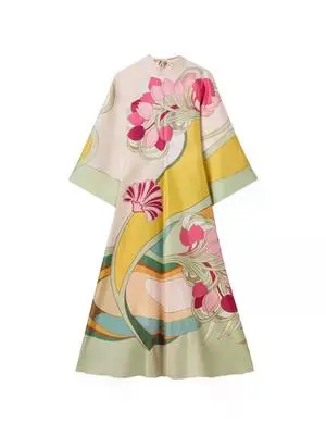 La DoubleJ Magnifico Floral Print Silk Twill Dress - Green