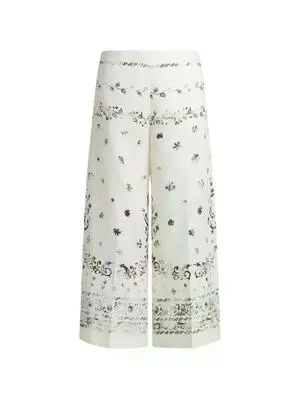 Alberta Ferretti Floral-print Cropped Trousers - Neutrals