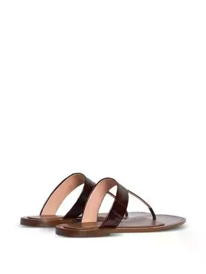 Alberta Ferretti Croc-effect Thong Sandals - Brown