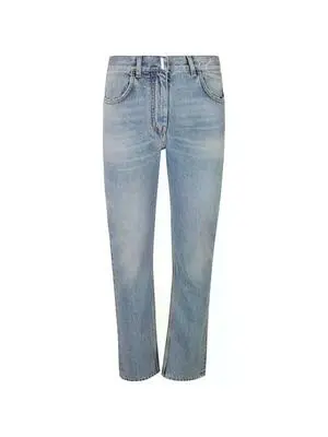Givenchy Distressed Straight Leg Jeans - Blue