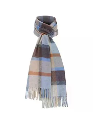 CHELSEY IMPORTS Check-print Fringed Scarf - Blue