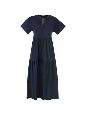 Max Mara V-neck Tiered Dress - Blue