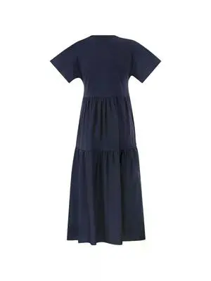 Max Mara V-neck Tiered Dress - Blue