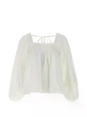 Farm Rio Pleated Long-sleeve Blouse