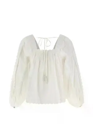 Farm Rio Pleated Long-sleeve Blouse