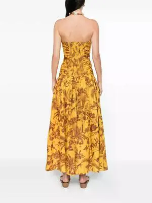 ALEMAIS Ruched Floral Print Dress - Yellow