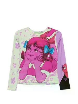 CHOPOVA LOWENA Graphic-print Fitted Long-sleeve T-shirt - Pink
