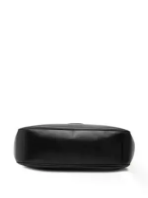 FERRAGAMO Leather Double Gancini Shoulder Bag - Black