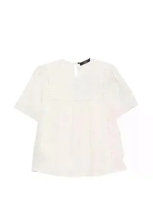 Max Mara Floral-embroidered Paneled Top - Neutrals