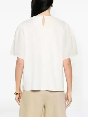 Max Mara Floral-embroidered Paneled Top - Neutrals