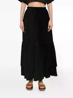 Chloé Tiered Ruffled Maxi Skirt - Black