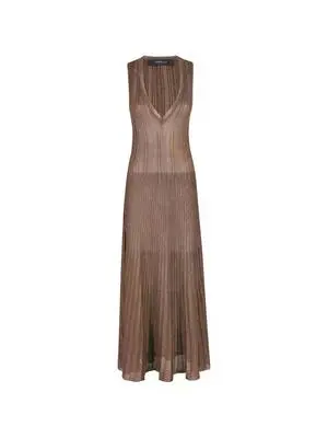 Federica Tosi V-neck Pleated Midi Dress - Brown