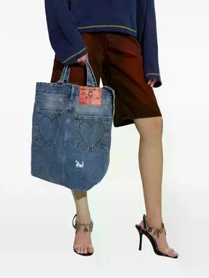 CARNE BOLLENTE Heart Patch Denim Tote Bag