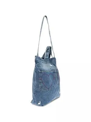 CARNE BOLLENTE Heart Patch Denim Tote Bag