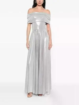 Norma Kamali Off-shoulder Pleated Maxi Dress