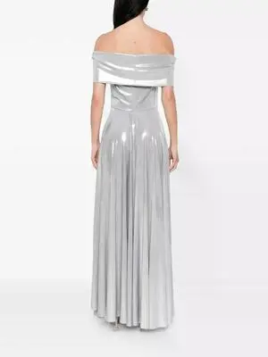 Norma Kamali Off-shoulder Pleated Maxi Dress