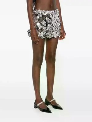 Rabanne Floral Mini Skirt - Silver