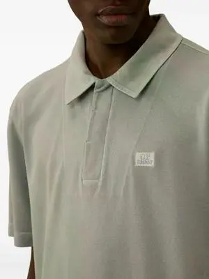 C.P. COMPANY 24/1 Piquet-button Short-sleeve Logo-patch Cotton Polo Shirt - Grey