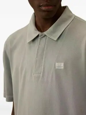 C.P. COMPANY 24/1 Piquet-button Short-sleeve Logo-patch Cotton Polo Shirt - Grey