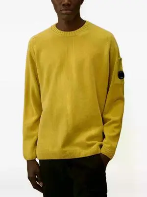 C.P. COMPANY Crewneck Cotton Sweater With Lens Detail - Yellow