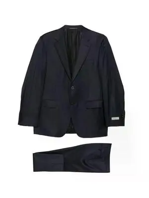Canali Herringbone Buttoned Suit - Blue