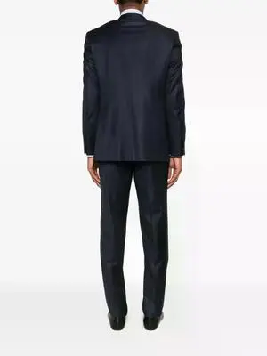 Canali Herringbone Buttoned Suit - Blue