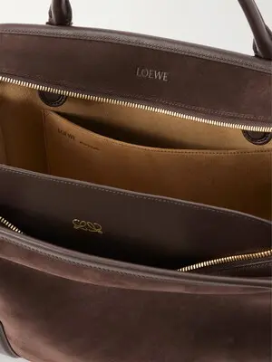 Loewe Amazona Leather-trimmed Suede Tote