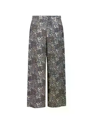 Max Mara Floral Print Silk Wide-leg Trousers