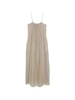 ALYSI Dotted Ramie Midi Dress - Neutrals