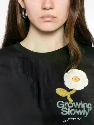 GANNI Crochet-patch T-shirt