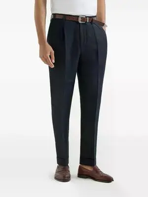Brunello Cucinelli Garment-dyed Linen Gabardine Trousers With Pleat