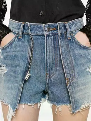 Alexander Wang Ripped Zip Shorts - Blue